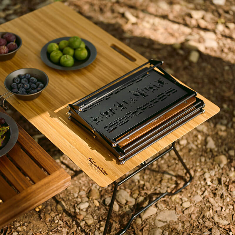 Naturehike tabletop folding shelf Stainless steel - Wood grain | Astore ...